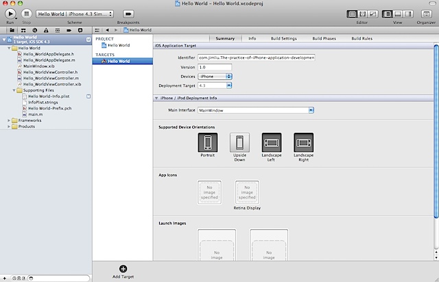基于Xcode4开发第一个iPhone程序：“Hello World”
