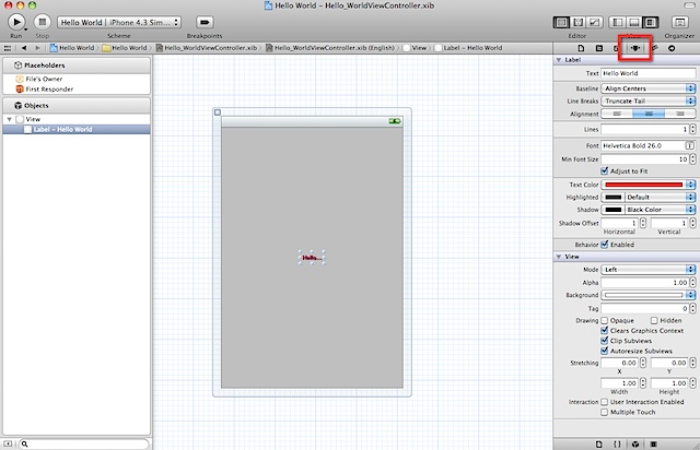 基于Xcode4开发第一个iPhone程序：“Hello World”